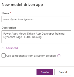 Power Apps Model Driven App Developer Training Aug 2023 - Dynamics Edge